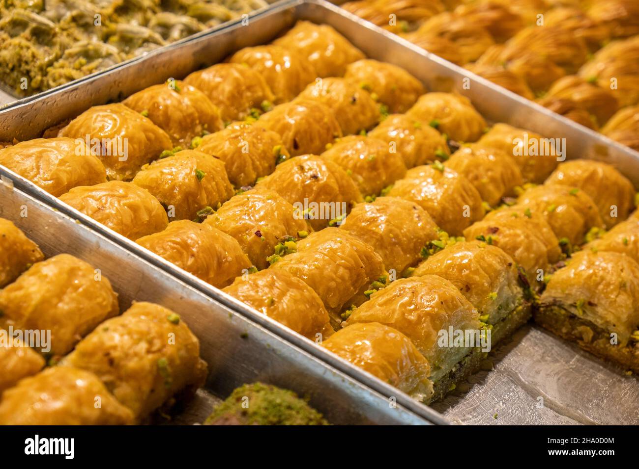 Turkish dessert in shop, traditional middle east candy baklava Stock ...