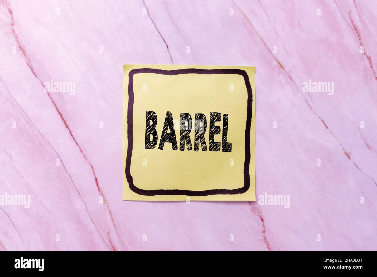 Text sign showing Barrel. Concept meaning cylindrical container bulging ...