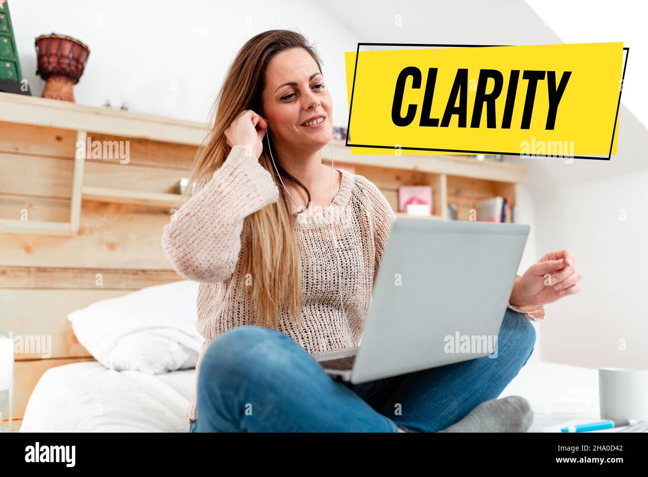 Text caption presenting Clarity. Word Written on Being coherent ...