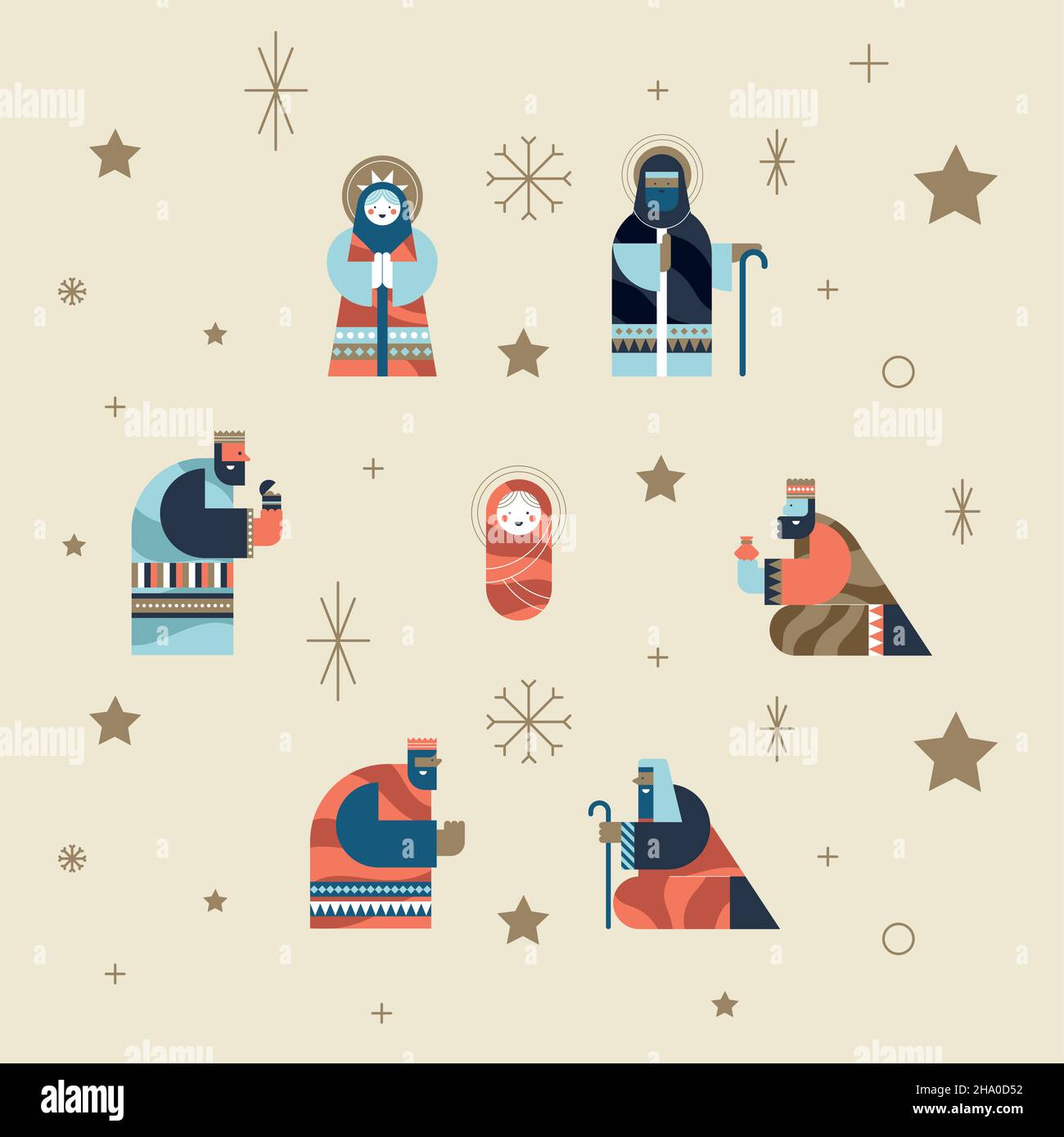 seven nativity manger characters group Stock Vector Image & Art - Alamy