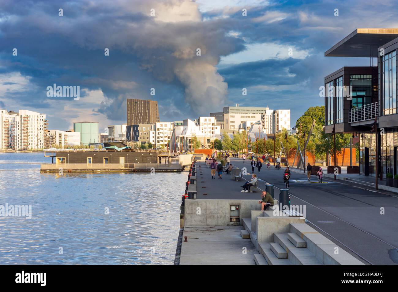 Aalborg: waterfront at Limfjord, view to Utzon Center, in Aalborg ...