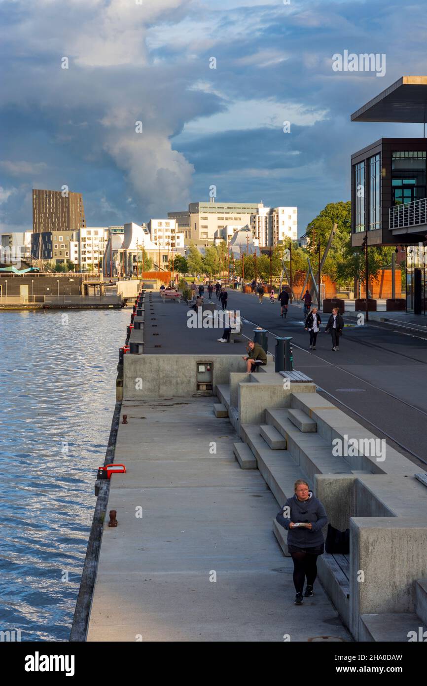 Aalborg: waterfront at Limfjord, view to Utzon Center, in Aalborg ...