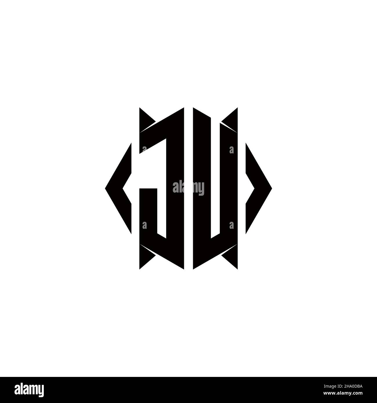 JU Logo monogram with shield shape designs template vector icon modern ...