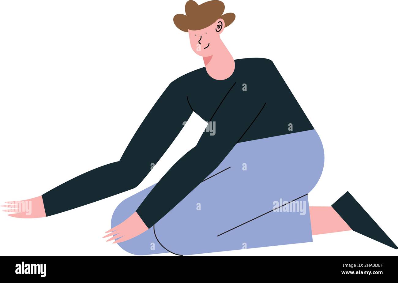 young man kneeling position character Stock Vector Image & Art - Alamy