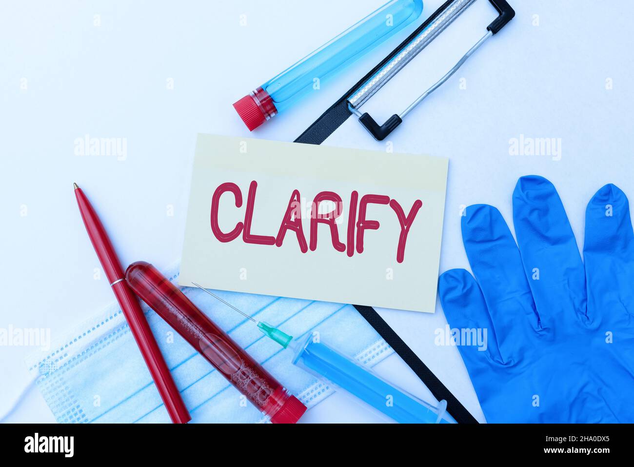 Hand writing sign Clarify. Word Written on Make a statement or ...