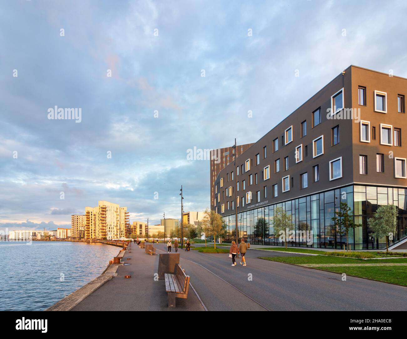 Aalborg: waterfront at Limfjord, Aalborg university, in Aalborg ...