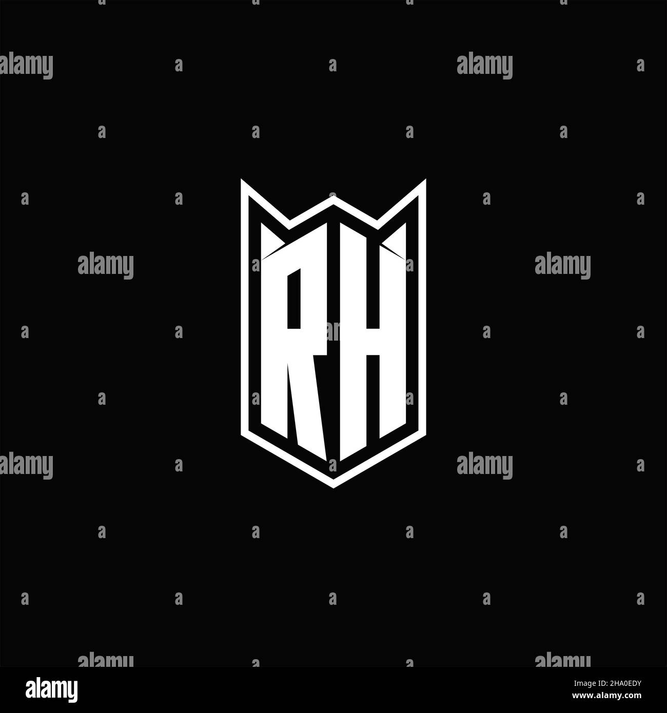 RH Logo monogram with shield shape designs template vector icon modern ...