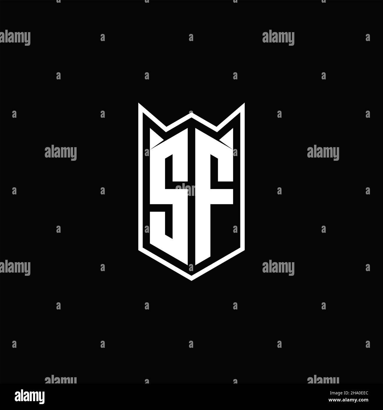 SF Logo monogram with shield shape designs template vector icon modern ...