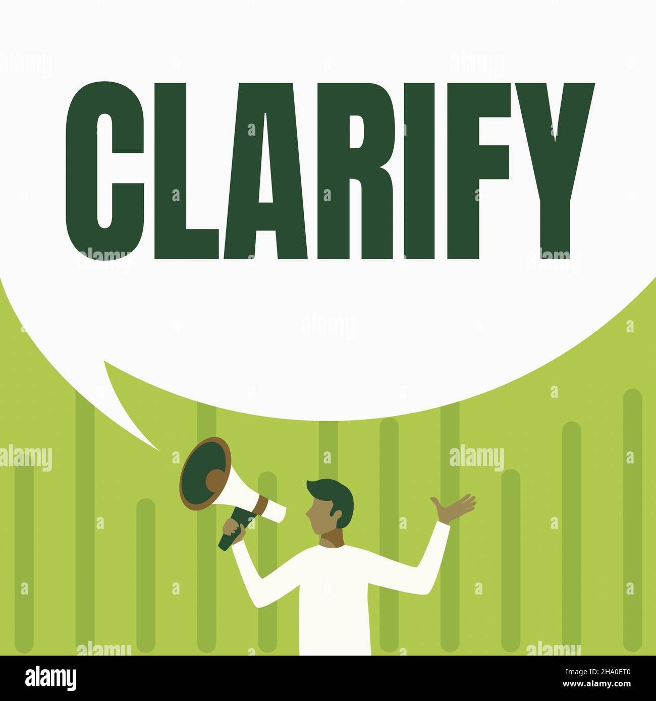 Writing displaying text Clarify. Word for Make a statement or situation ...