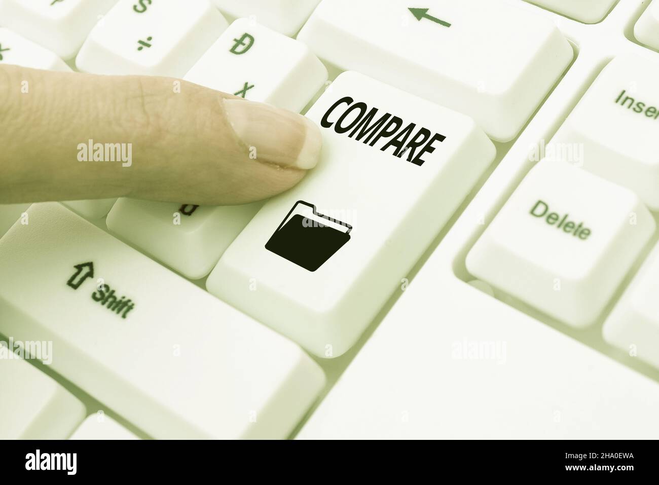 Hand writing sign Compare. Concept meaning Estimate Measure Note the ...