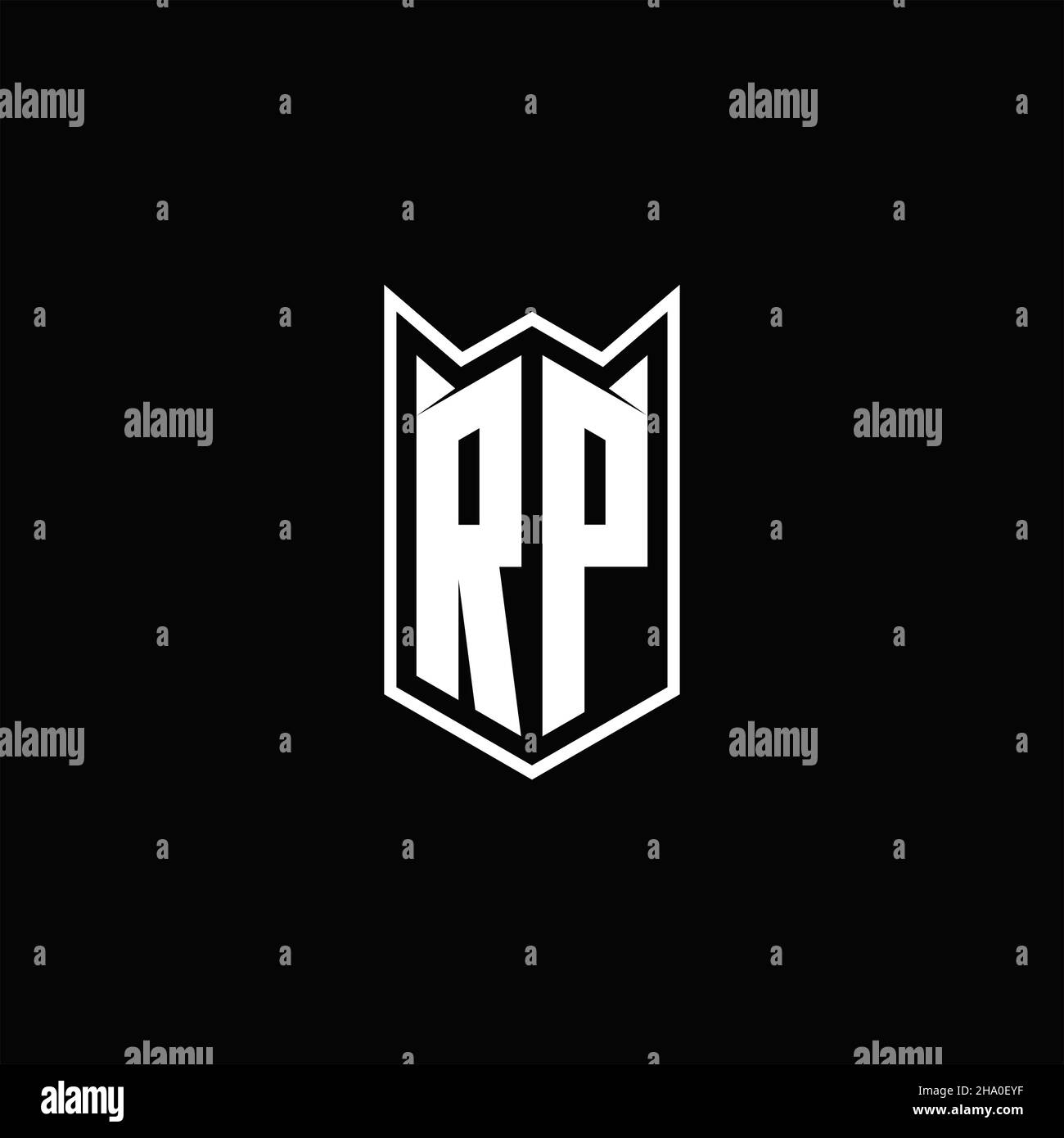 RP Logo monogram with shield shape designs template vector icon modern ...
