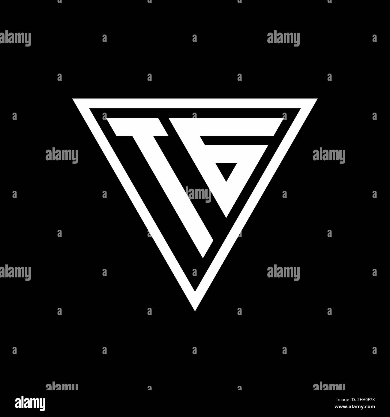 TG Logo monogram with tirangle shape isolated on black background ...