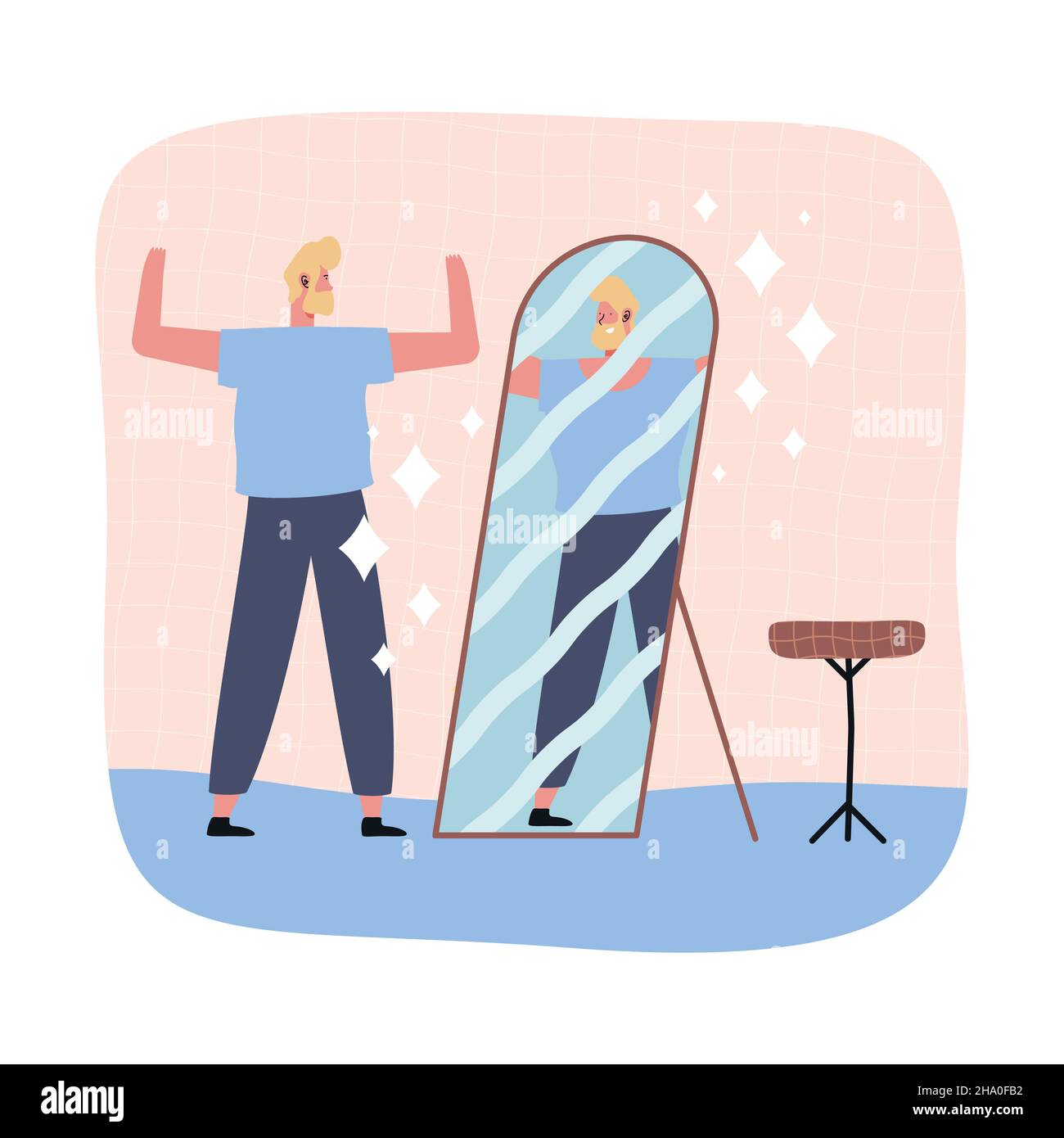 strong man using mirror character Stock Vector Image & Art - Alamy