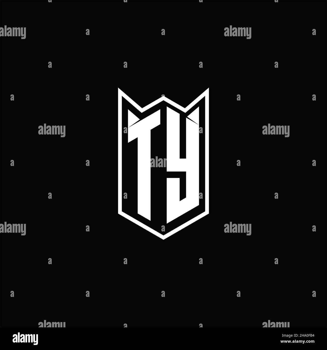 TY Logo monogram with shield shape designs template vector icon modern ...