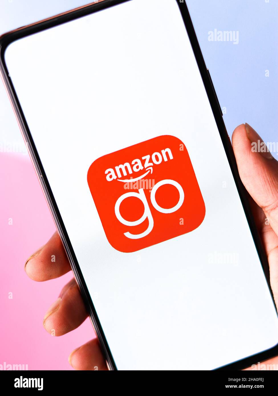West Bangal, India - December 05, 2021 : Amazon Go logo on phone screen ...