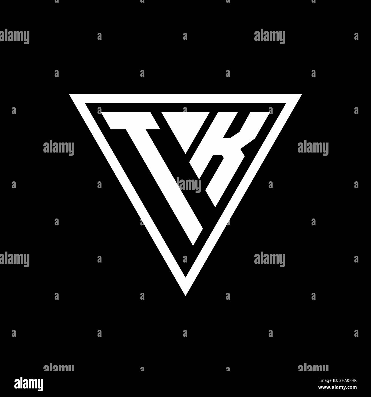 TK Logo monogram with tirangle shape isolated on black background ...