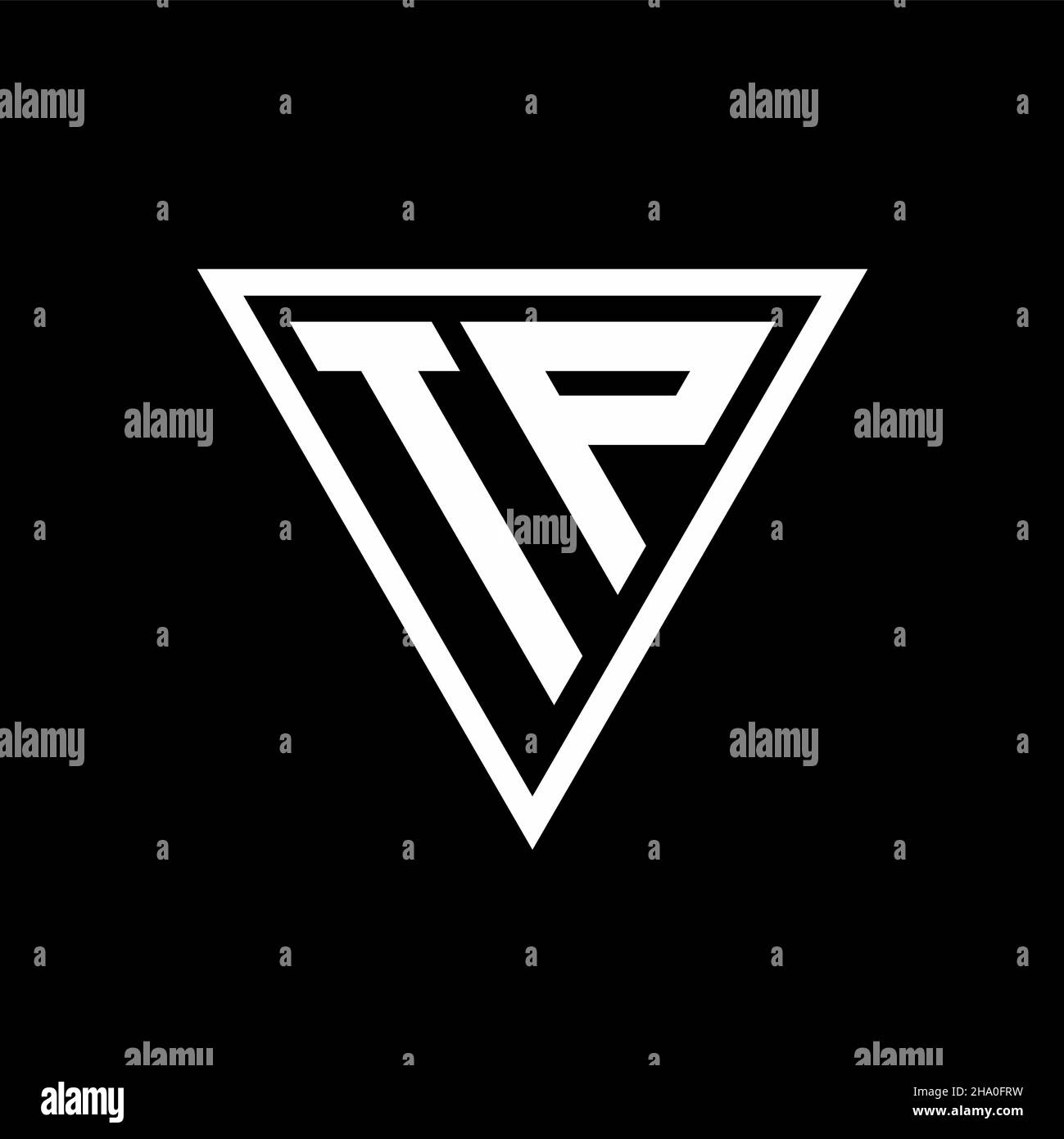 TP Logo monogram with tirangle shape isolated on black background ...