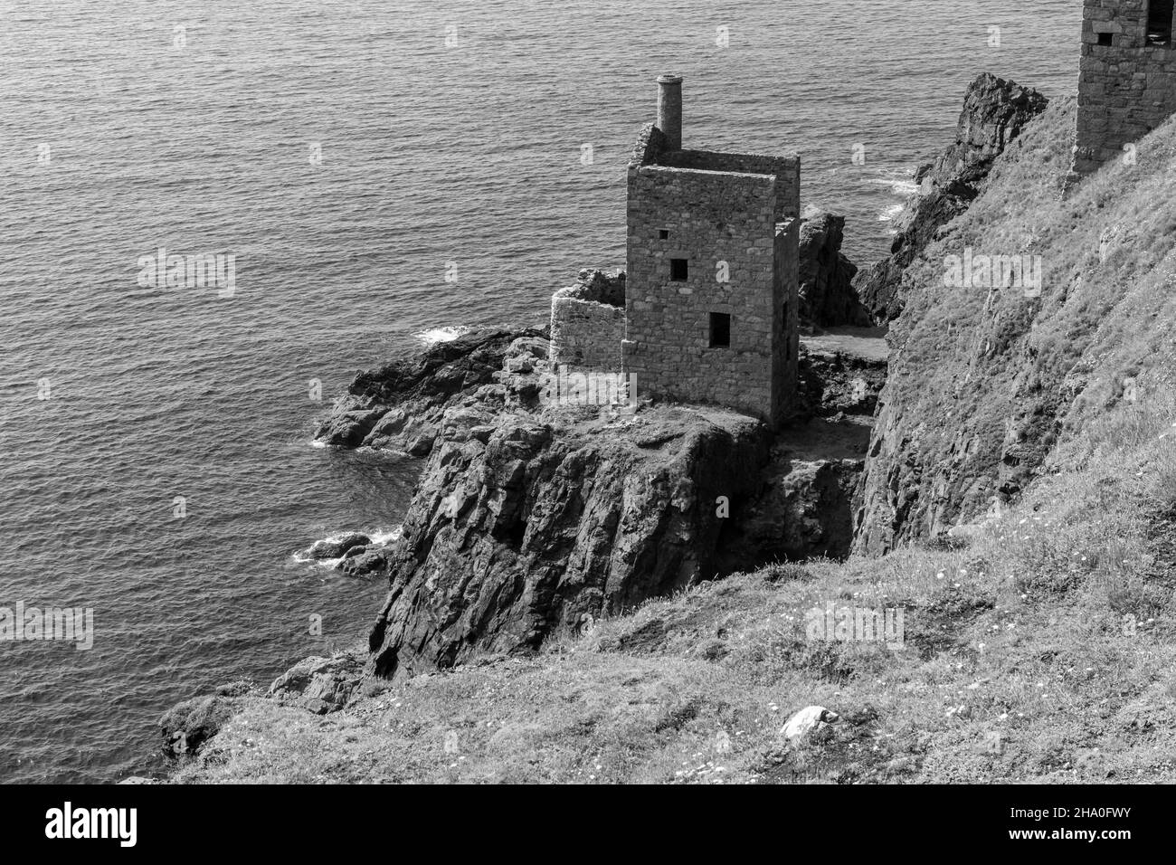 The engine houses atThe Crown Mines at Botallack mine in Cornwall Stock ...