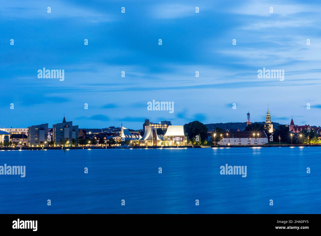 Aalborg: waterfront at Limfjord, Utzon Center, Aalborghus Castle ...