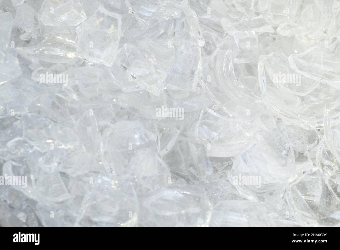 Large pile of waste glass smithereens prepared for recycling and ...