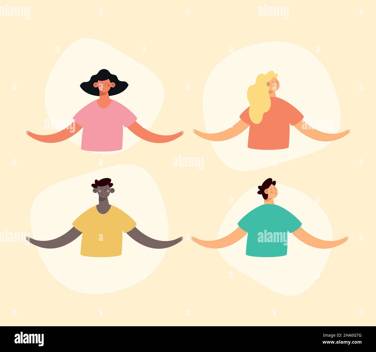 four young persons doodle characters Stock Vector Image & Art - Alamy