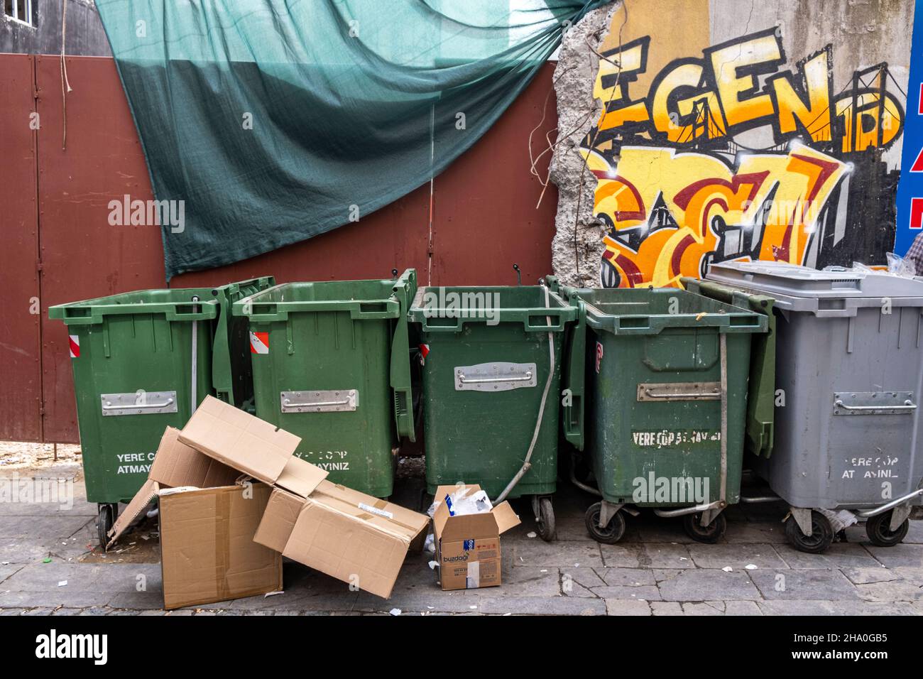 garbage containers in the street Stock Photo - Alamy