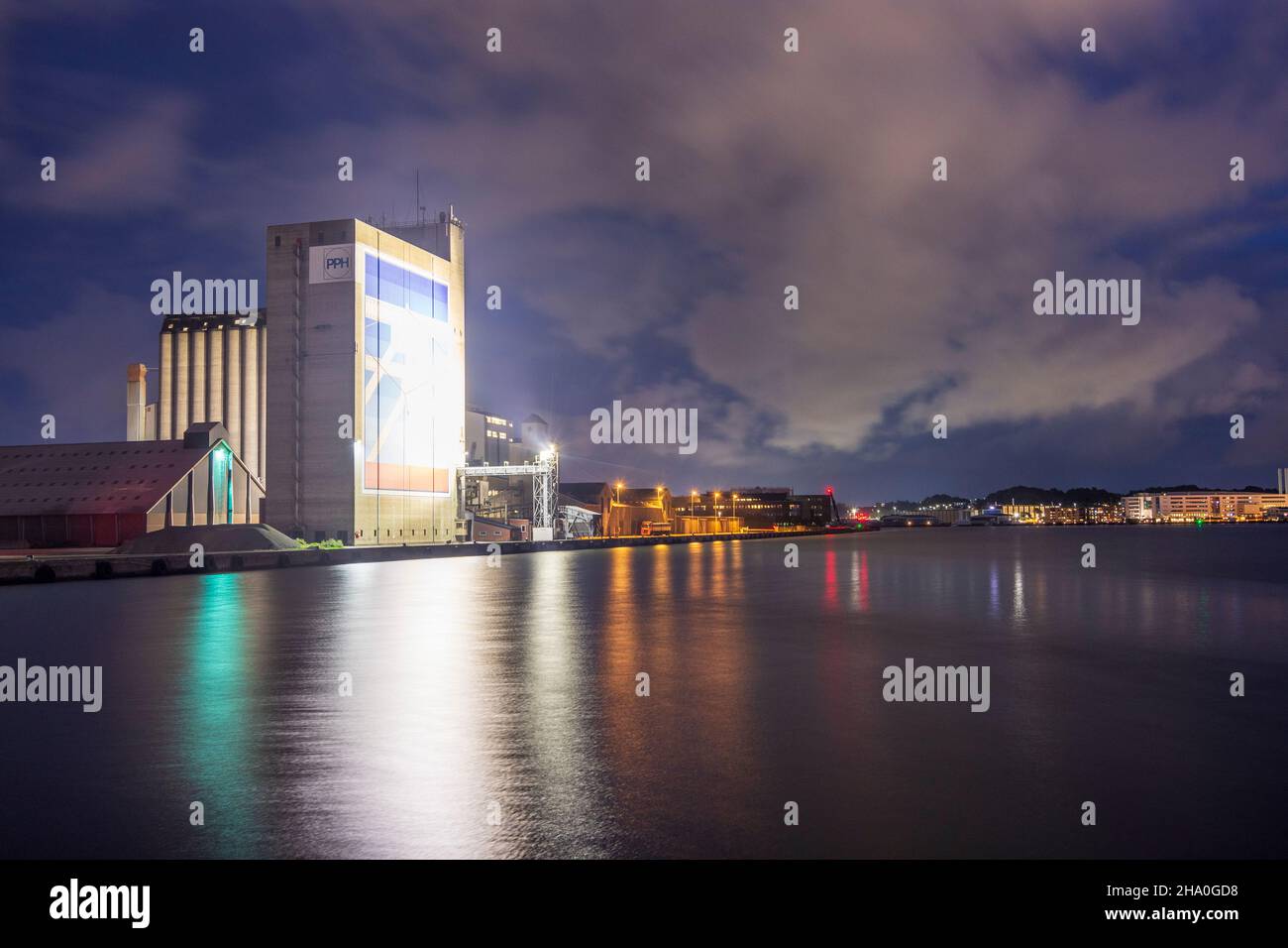 Aalborg: north bank of Limfjord, factory, in Aalborg, Jylland, Jutland ...