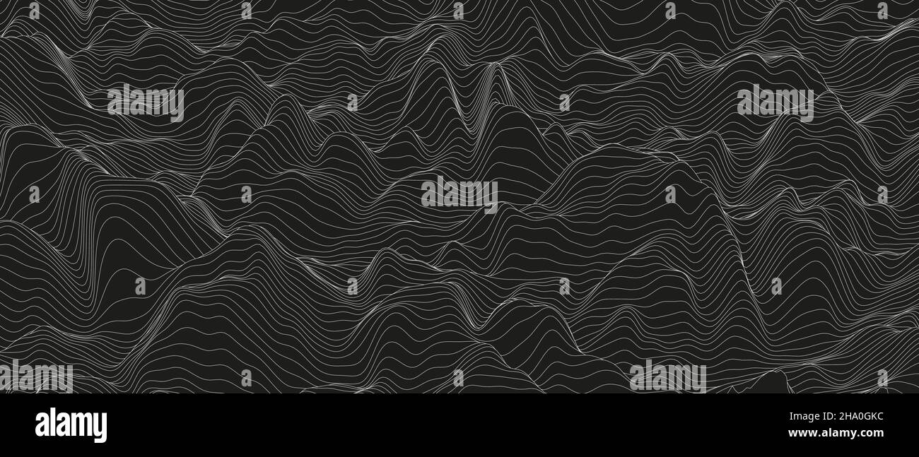 Abstract background with distorted line shapes on a black background ...