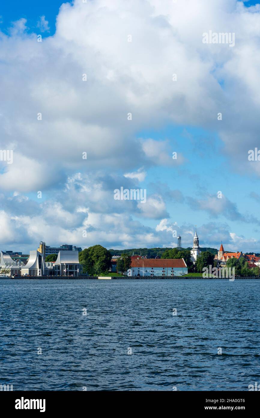 Aalborg: waterfront at fjord Limfjord, city center, Utzon Center ...