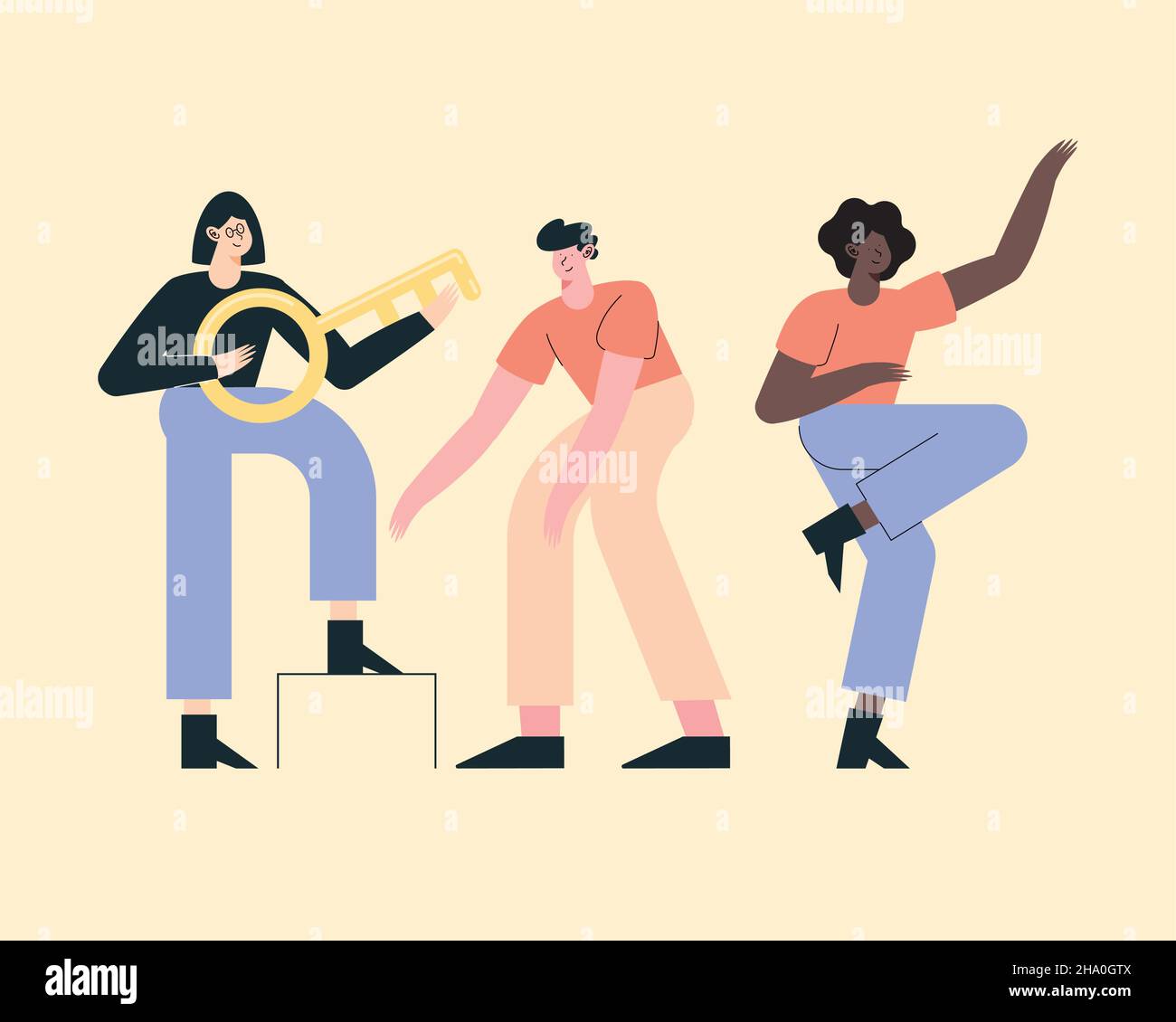 support people three characters group Stock Vector Image & Art - Alamy