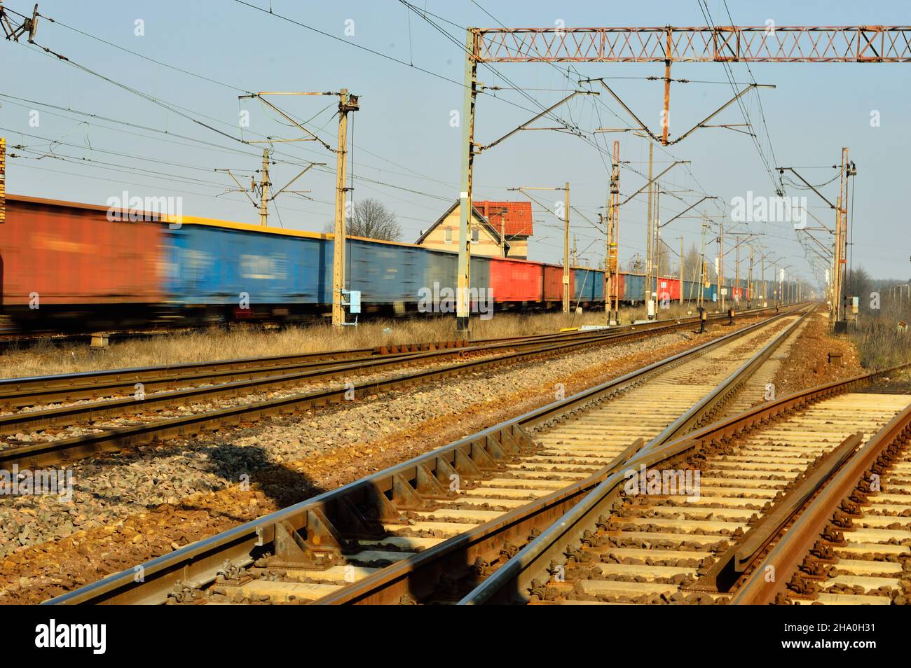 Cargo freight train station railroad tracks hi-res stock photography ...
