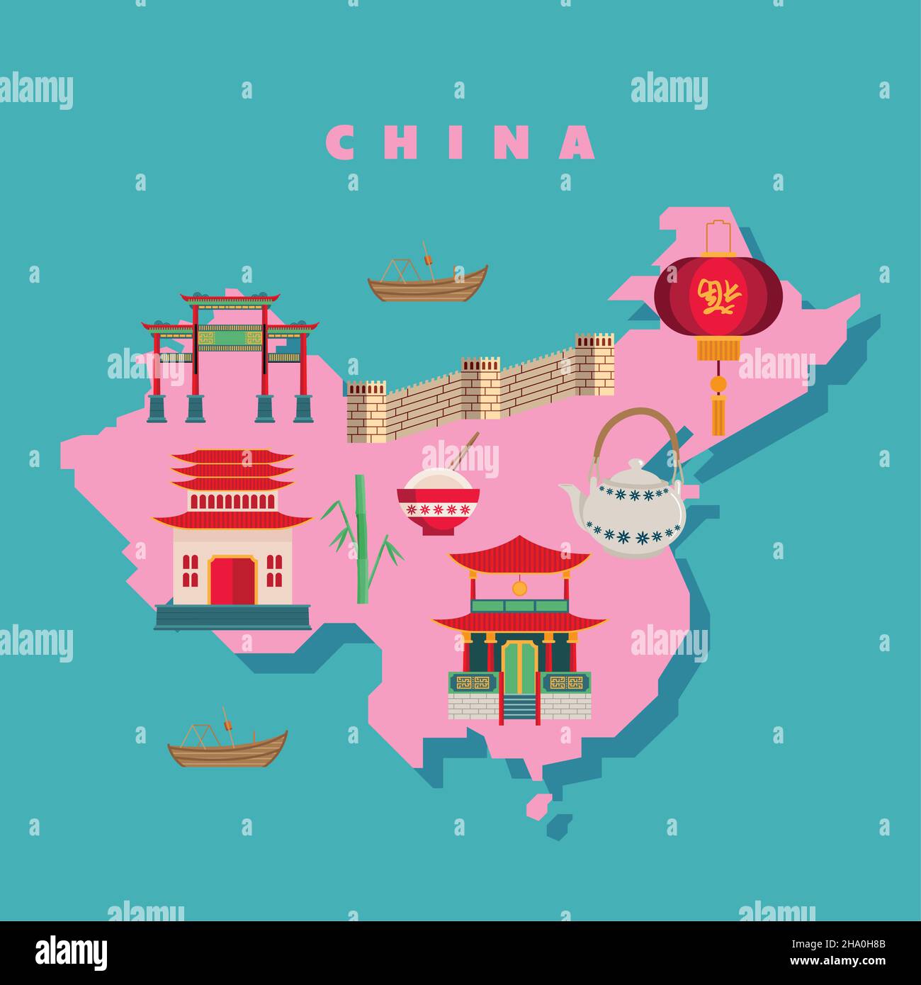china culture map and icons Stock Vector Image & Art - Alamy