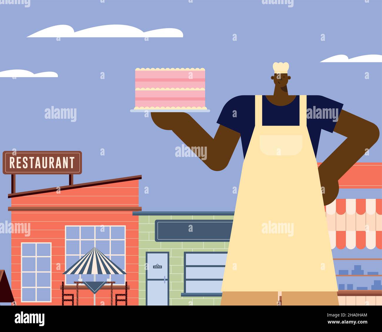 afro man baker character scene Stock Vector Image & Art - Alamy