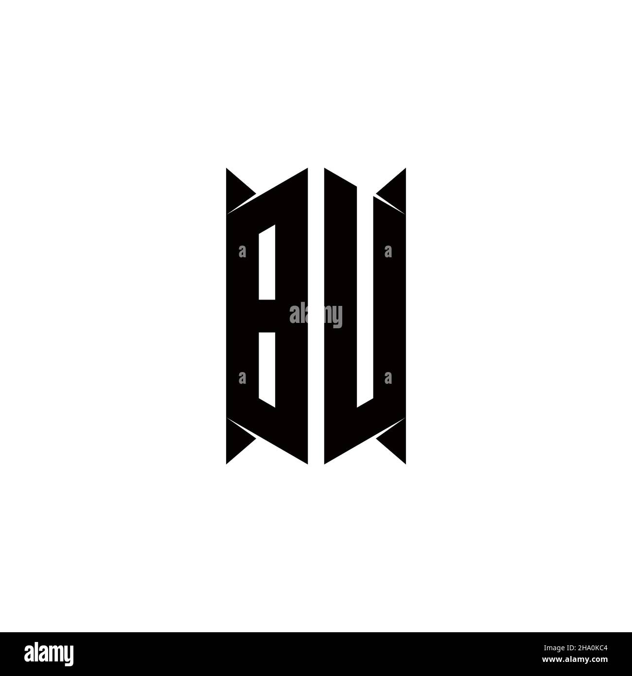 BU Logo monogram with shield shape designs template vector icon modern ...