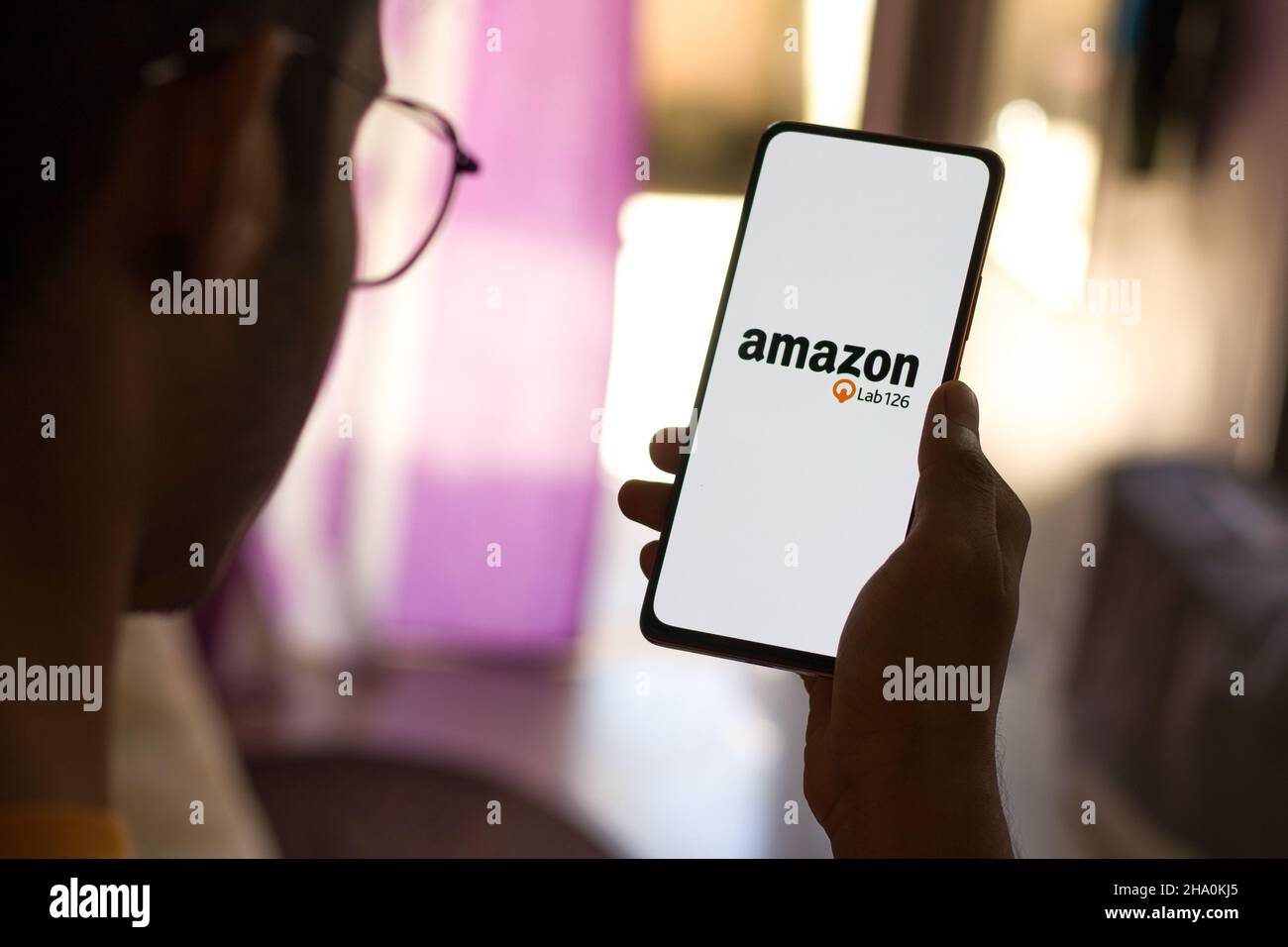 West Bangal, India - December 05, 2021 : Amazon Lab126 logo on phone ...