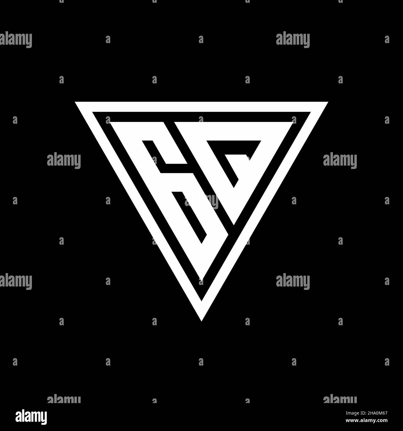 GQ Logo monogram with tirangle shape isolated on black background ...