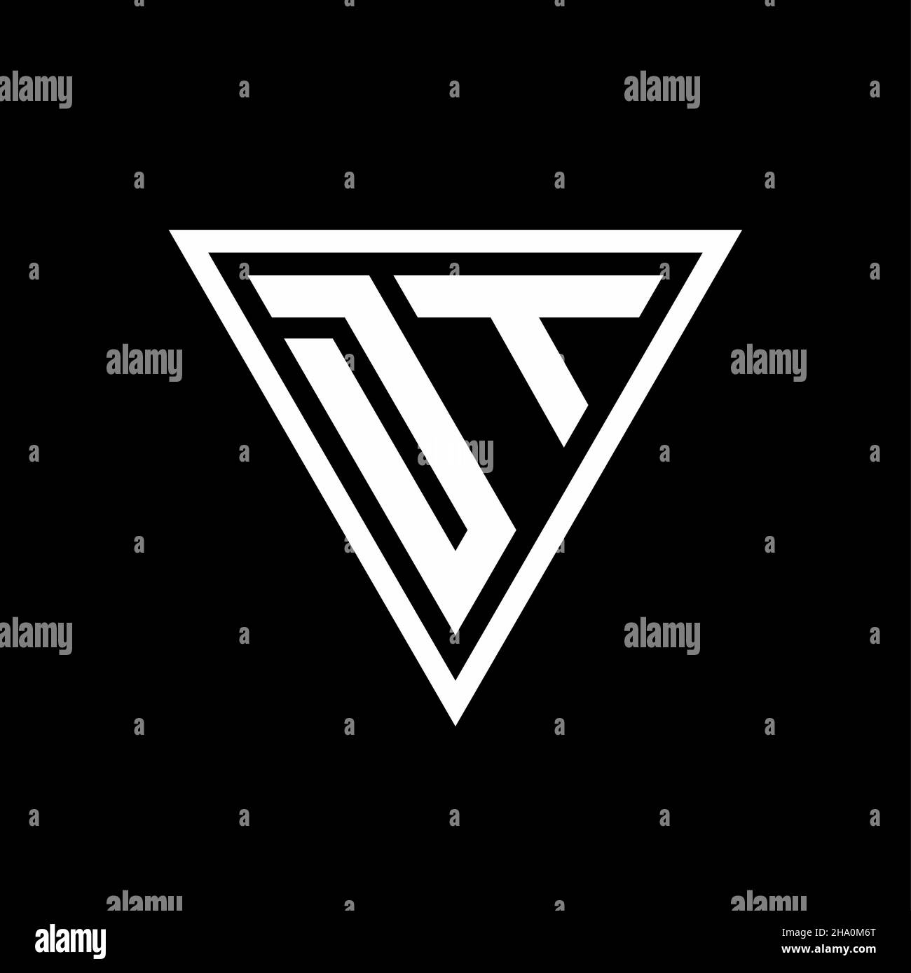 DT Logo monogram with tirangle shape isolated on black background ...