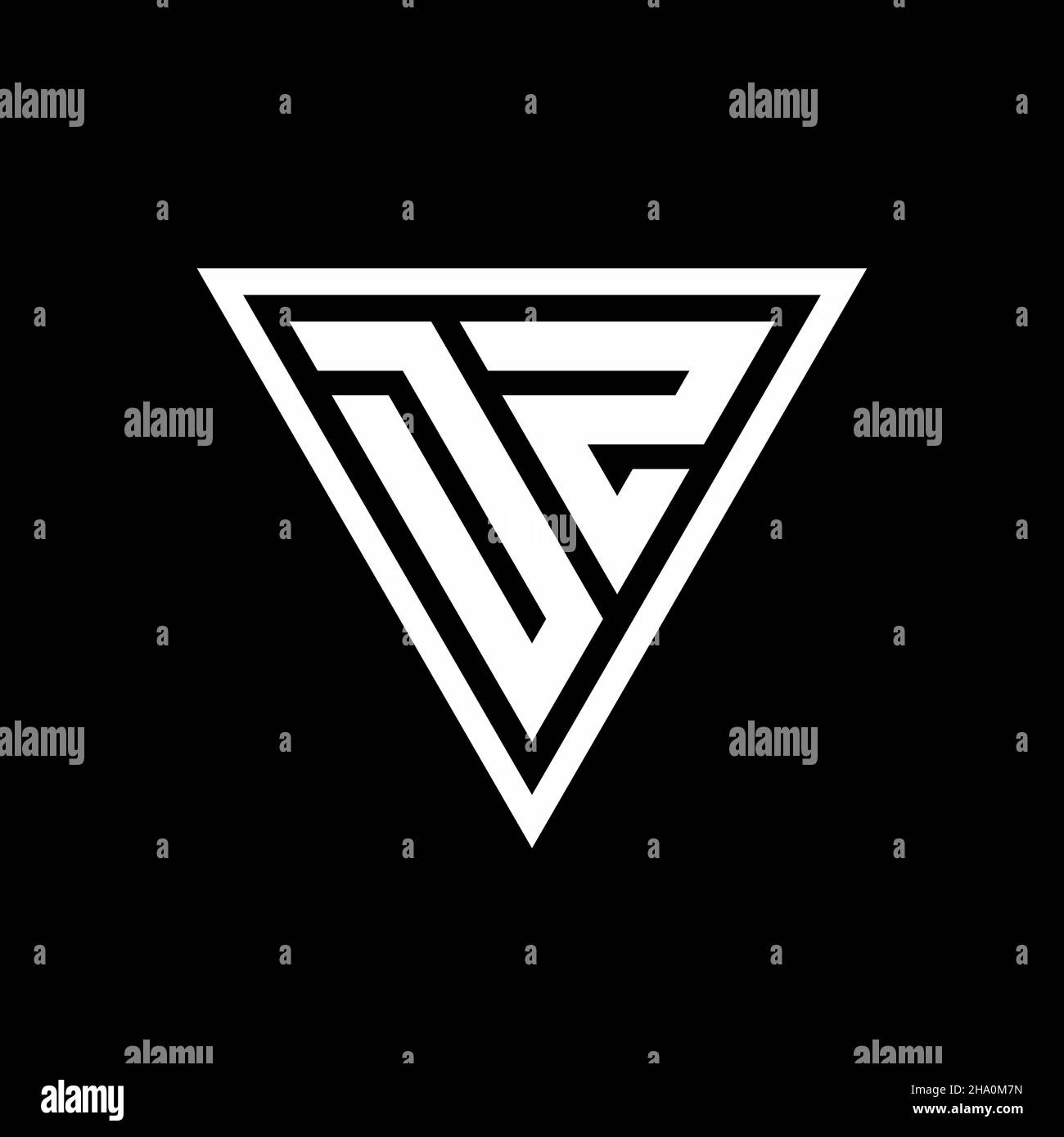 DZ Logo monogram with tirangle shape isolated on black background ...