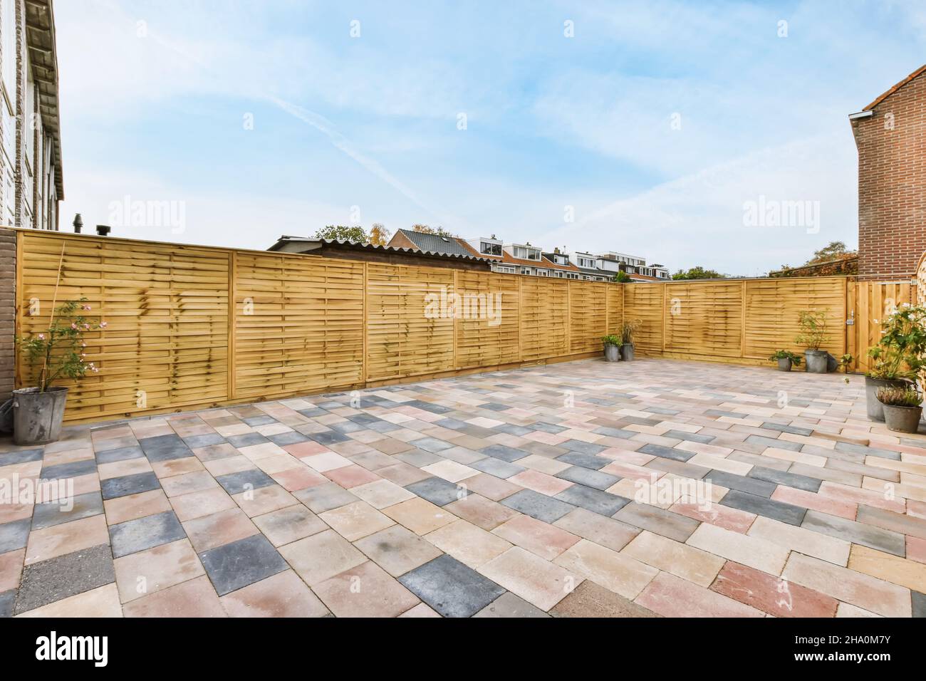 House courtyard design with beautifully nested paving stones Stock ...