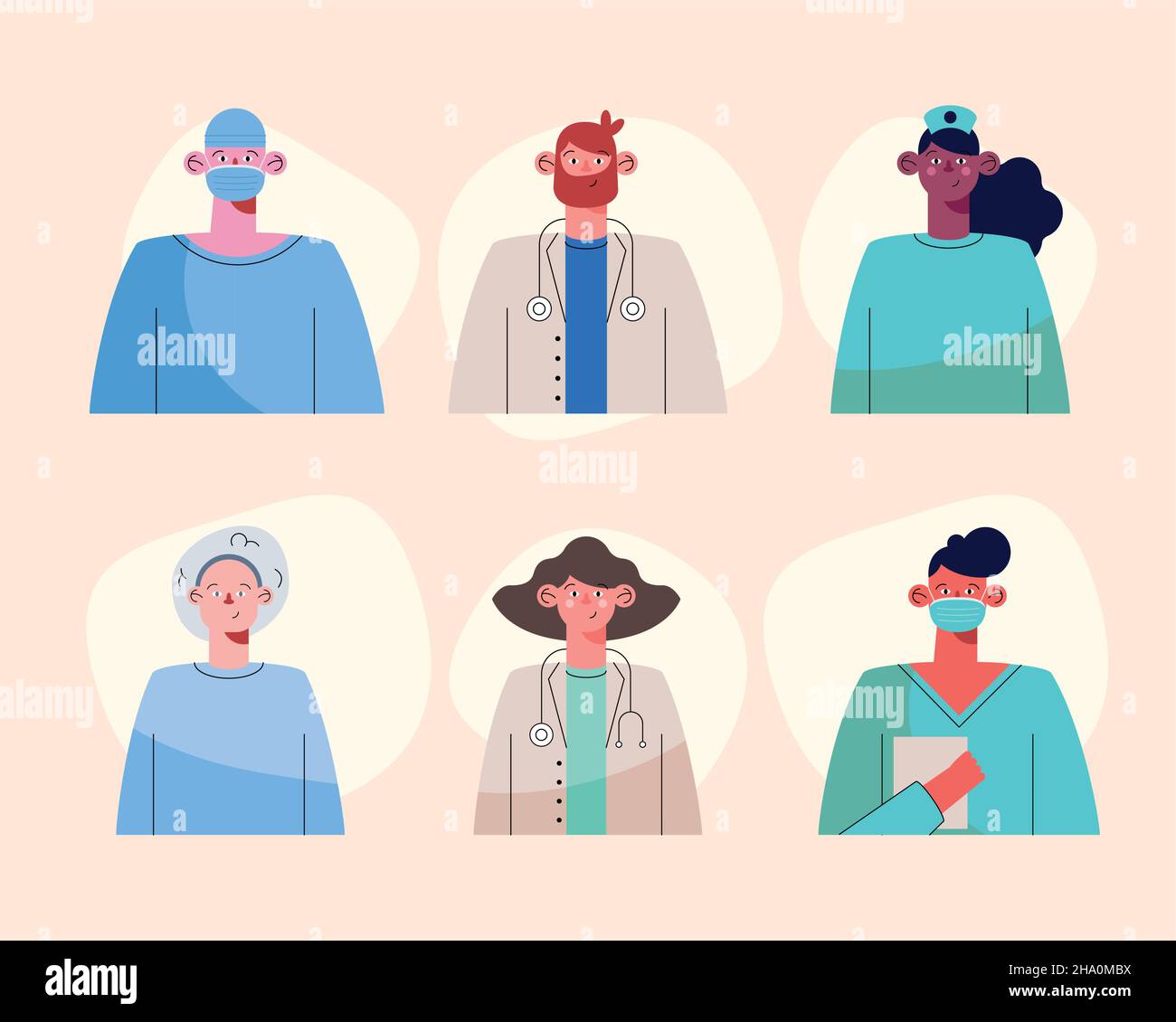 six doctors staff professionals characters Stock Vector Image & Art - Alamy