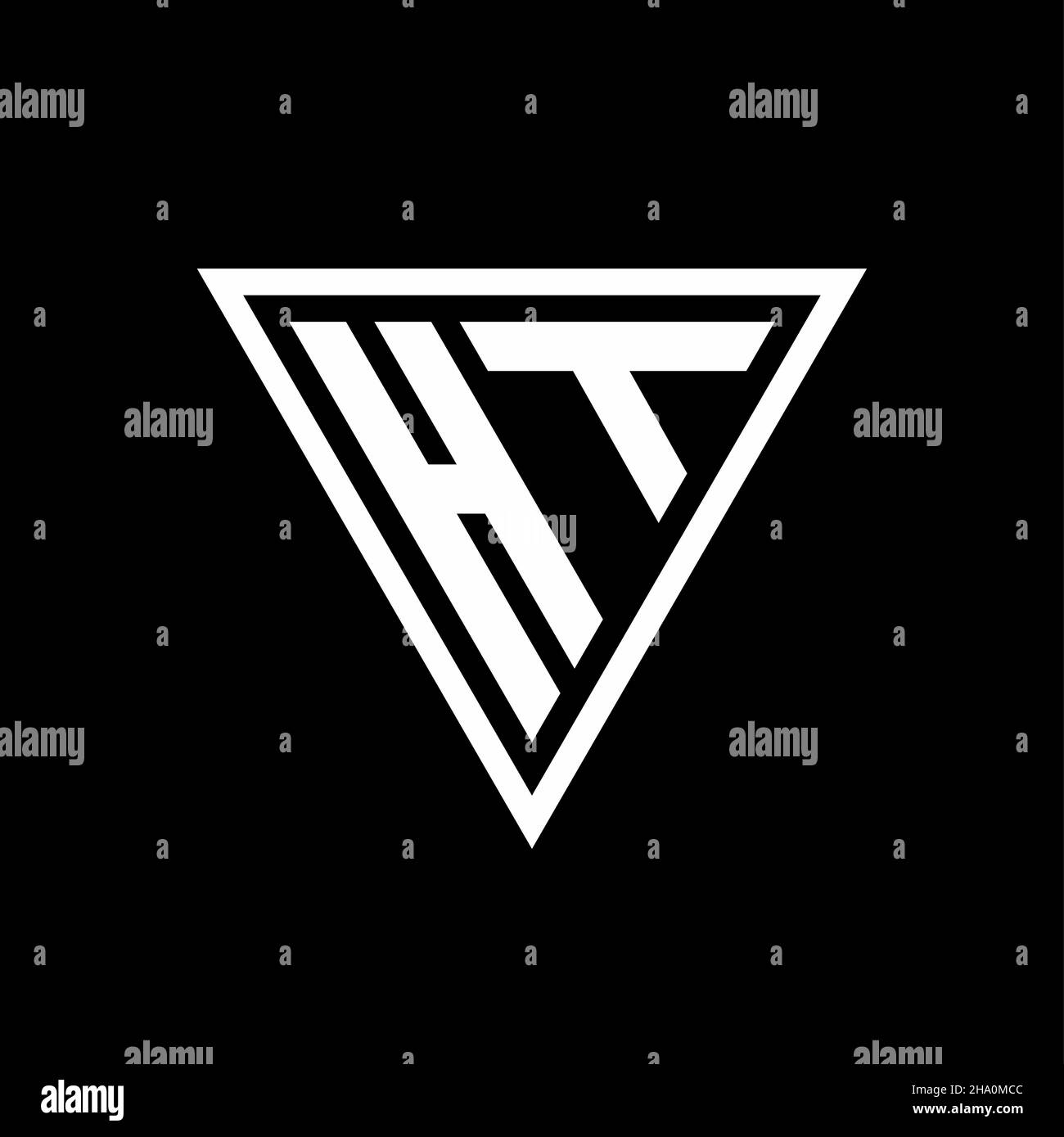 HT Logo monogram with tirangle shape isolated on black background ...