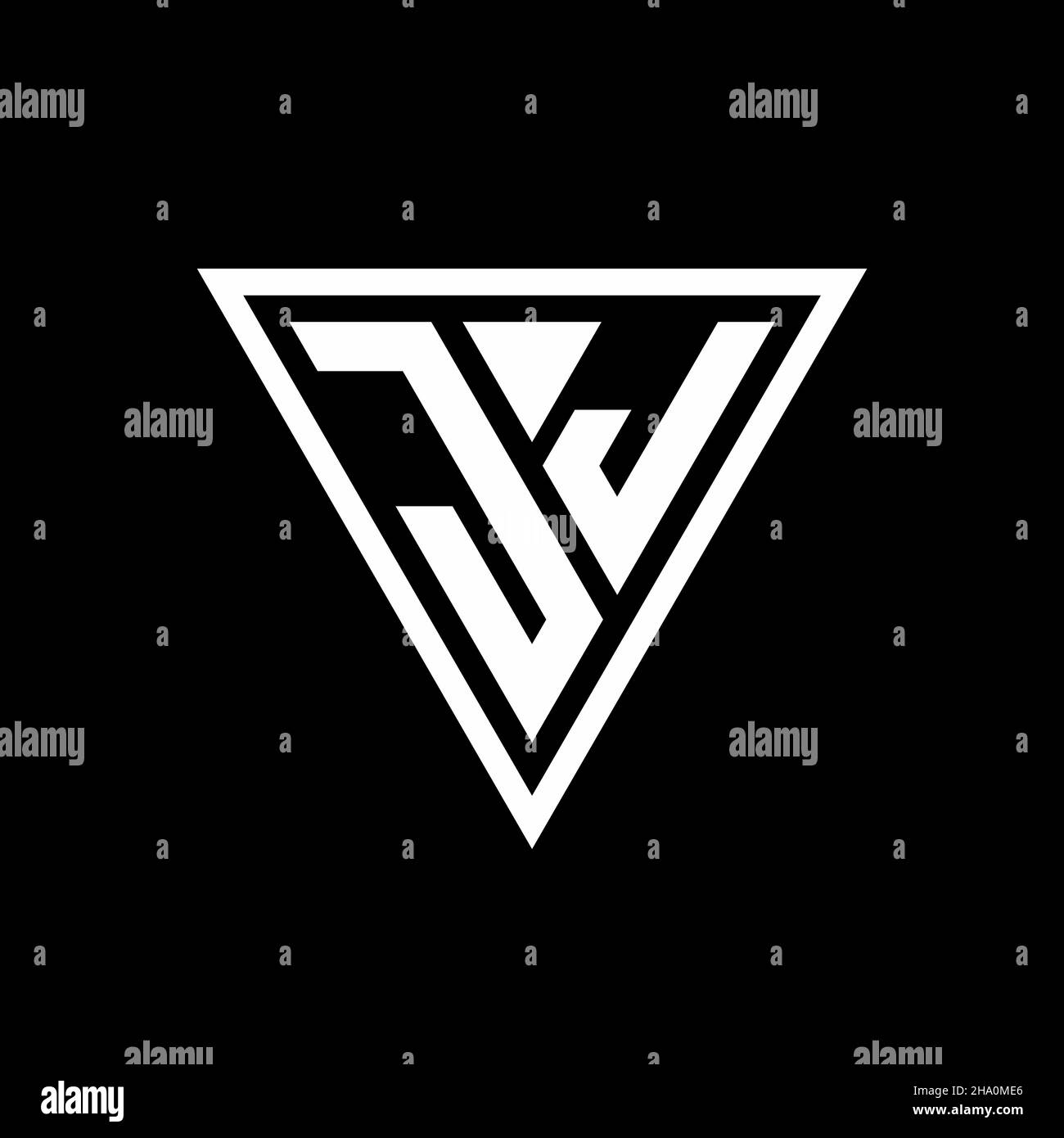JJ Logo monogram with tirangle shape isolated on black background ...
