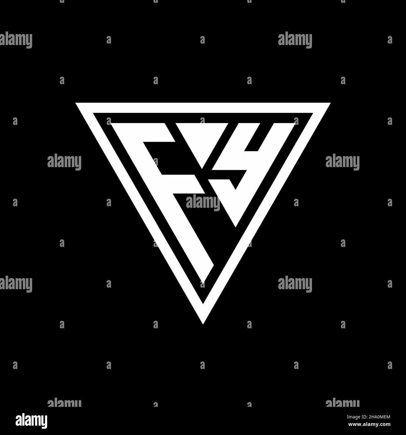 FY Logo monogram with tirangle shape isolated on black background ...