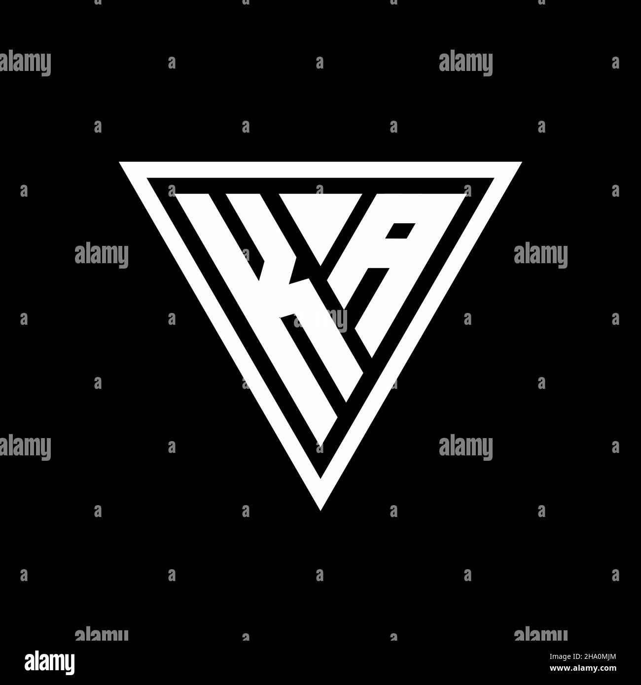 KA Logo monogram with tirangle shape isolated on black background ...