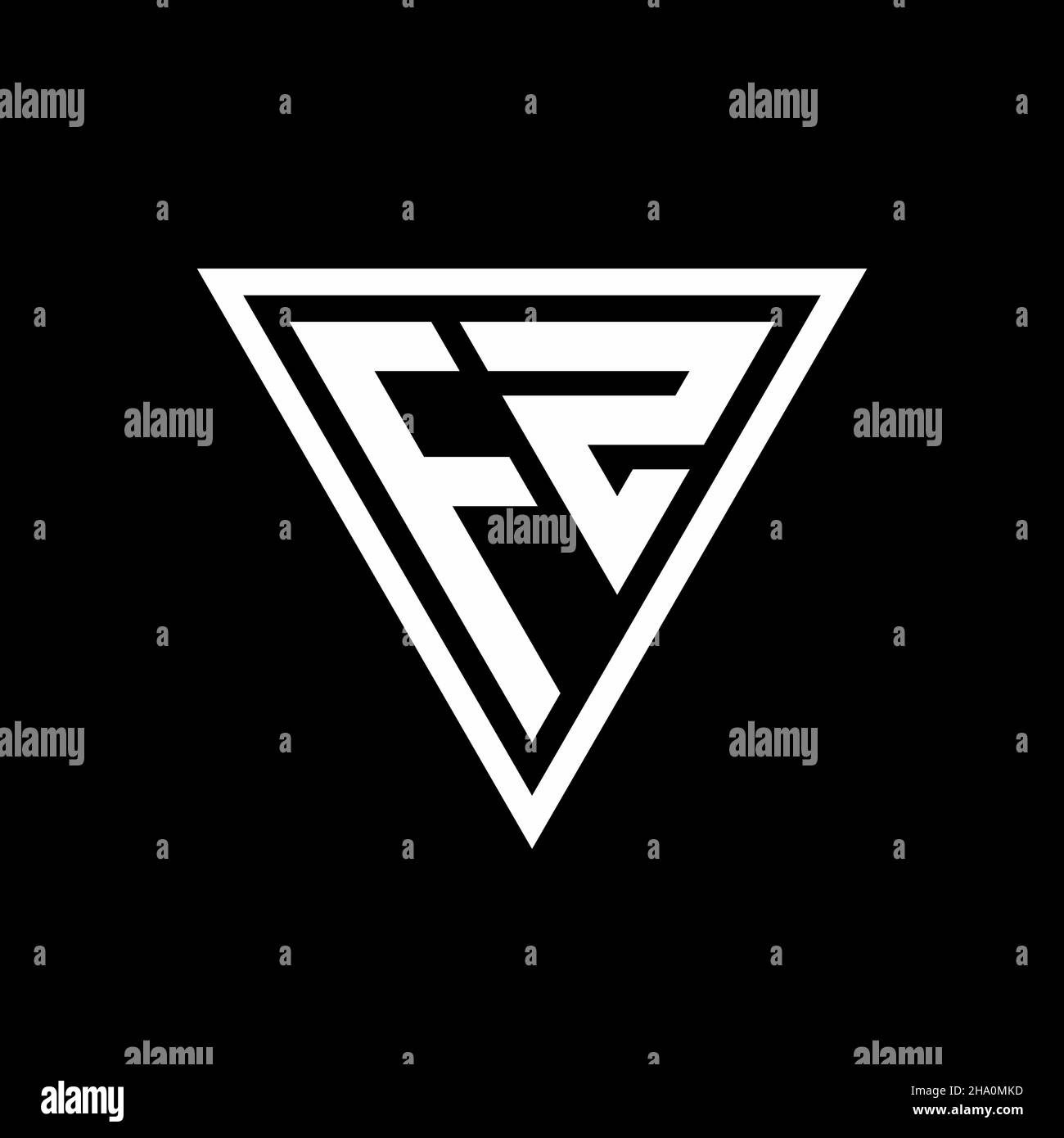 FZ Logo monogram with tirangle shape isolated on black background ...