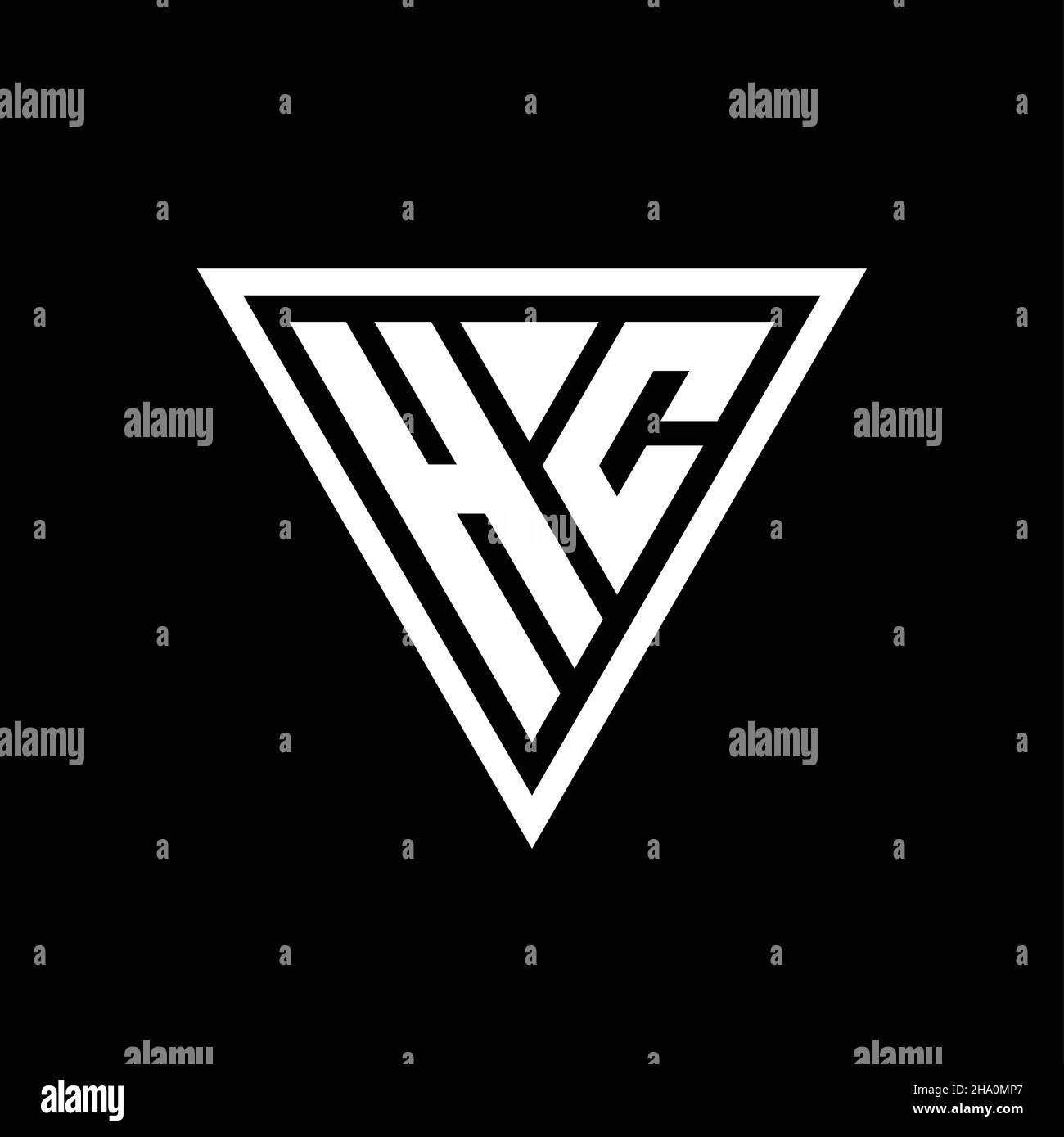 HC Logo monogram with tirangle shape isolated on black background ...