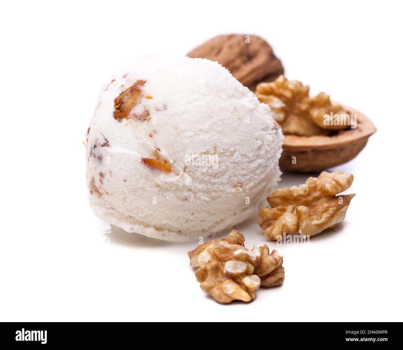 Walnut ice, ice cream, walnut, walnut ice cream, background, white ...