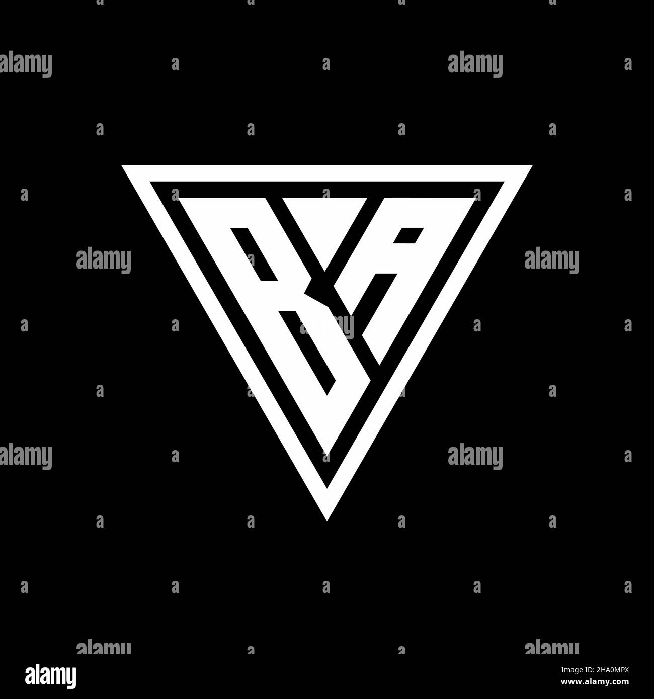 BA Logo monogram with tirangle shape isolated on black background ...