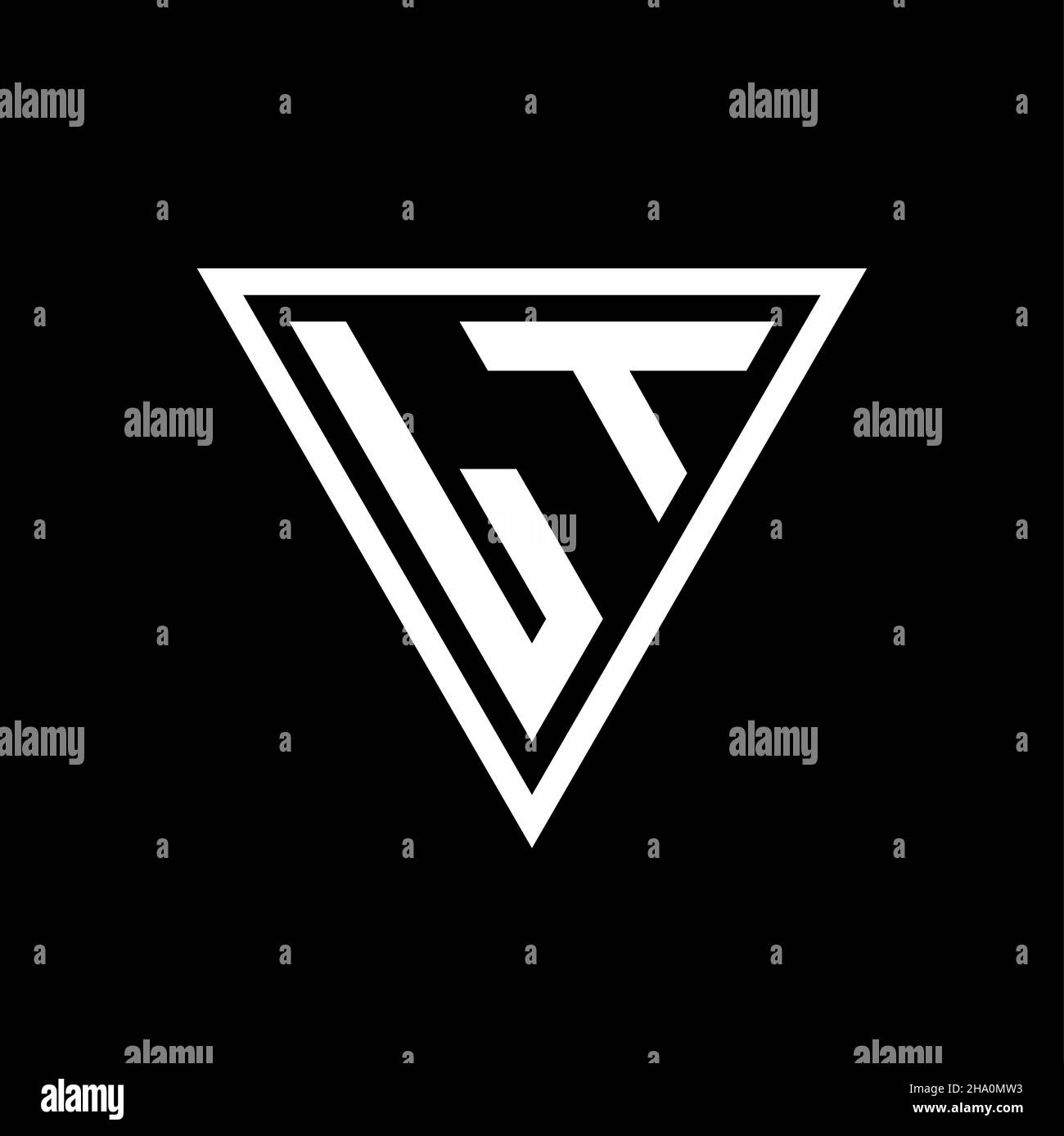 LT Logo monogram with tirangle shape isolated on black background ...