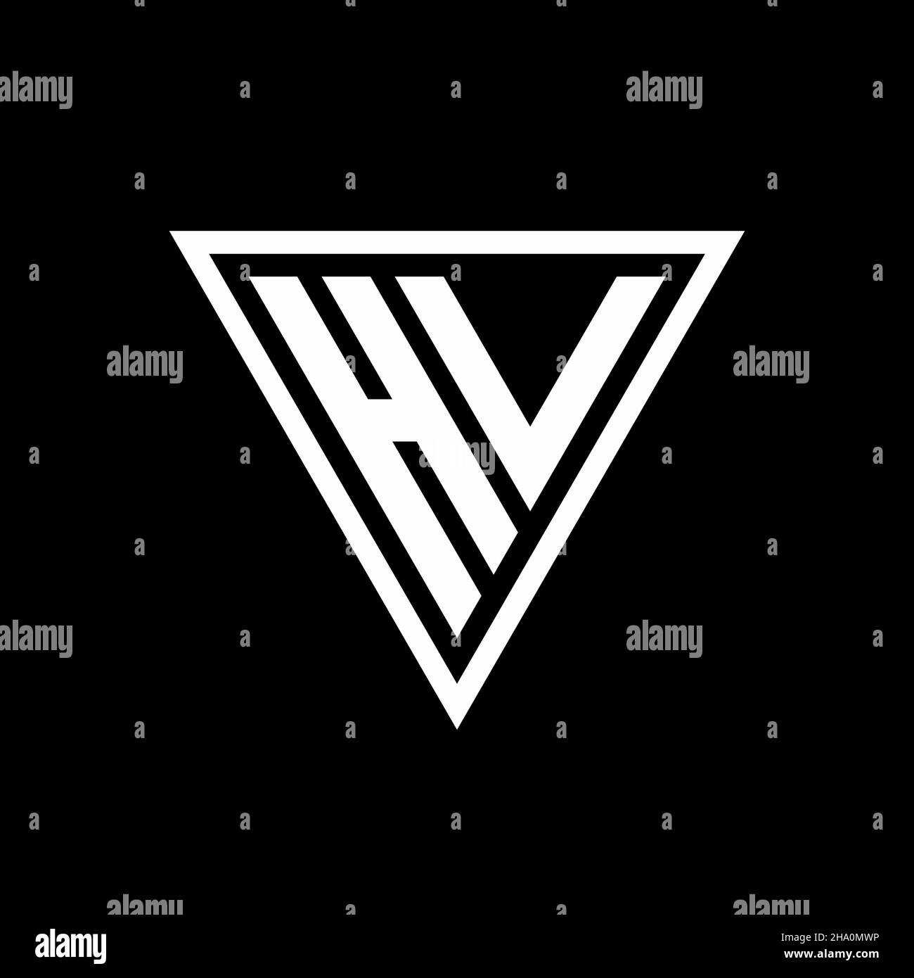 HV Logo monogram with tirangle shape isolated on black background ...